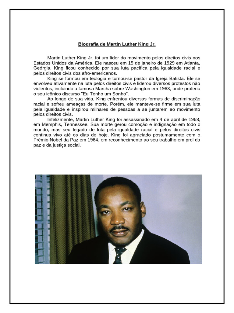 Biografia de Martin Luther King JR | PDF | História