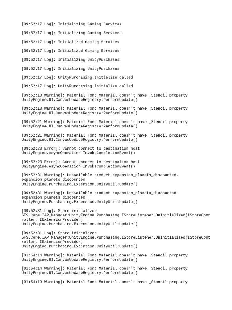 Unity Gaming Services Log Errors | PDF | Games & Activities ...