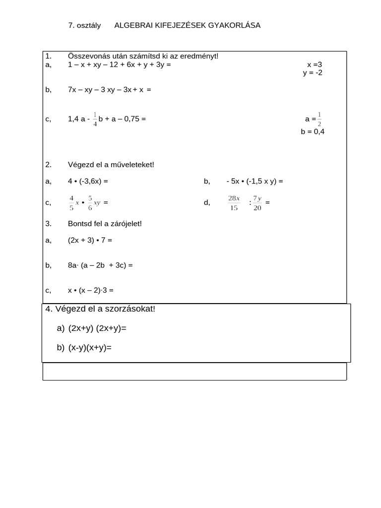 7 Oszt Algebra2 | PDF