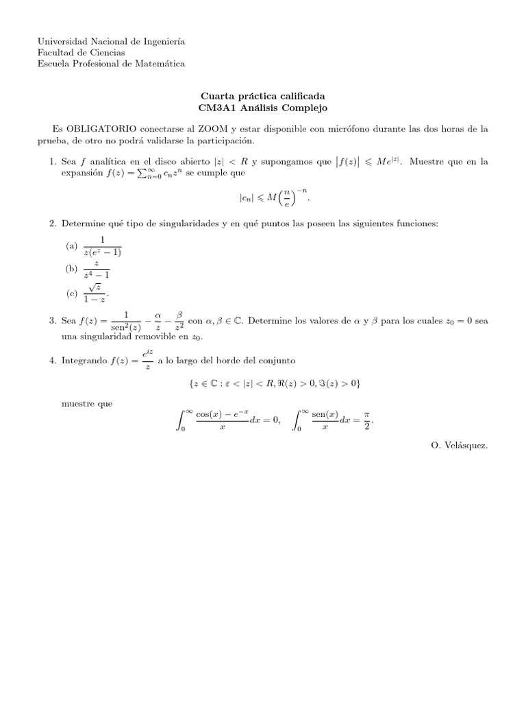 F Z R F Z Me F Z C Z C M N e .: Cuarta PR Actica Calificada CM3A1 An Alisis Complejo | PDF