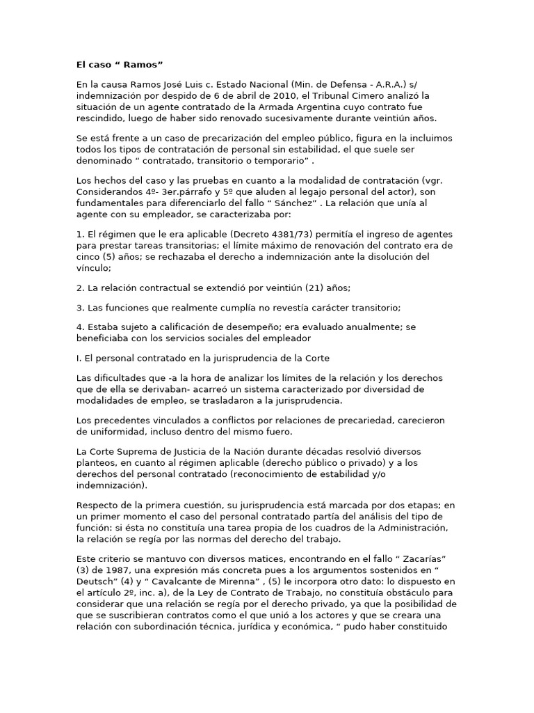 Caso Ramos ADM I | PDF | Derechos humanos | Derecho laboral