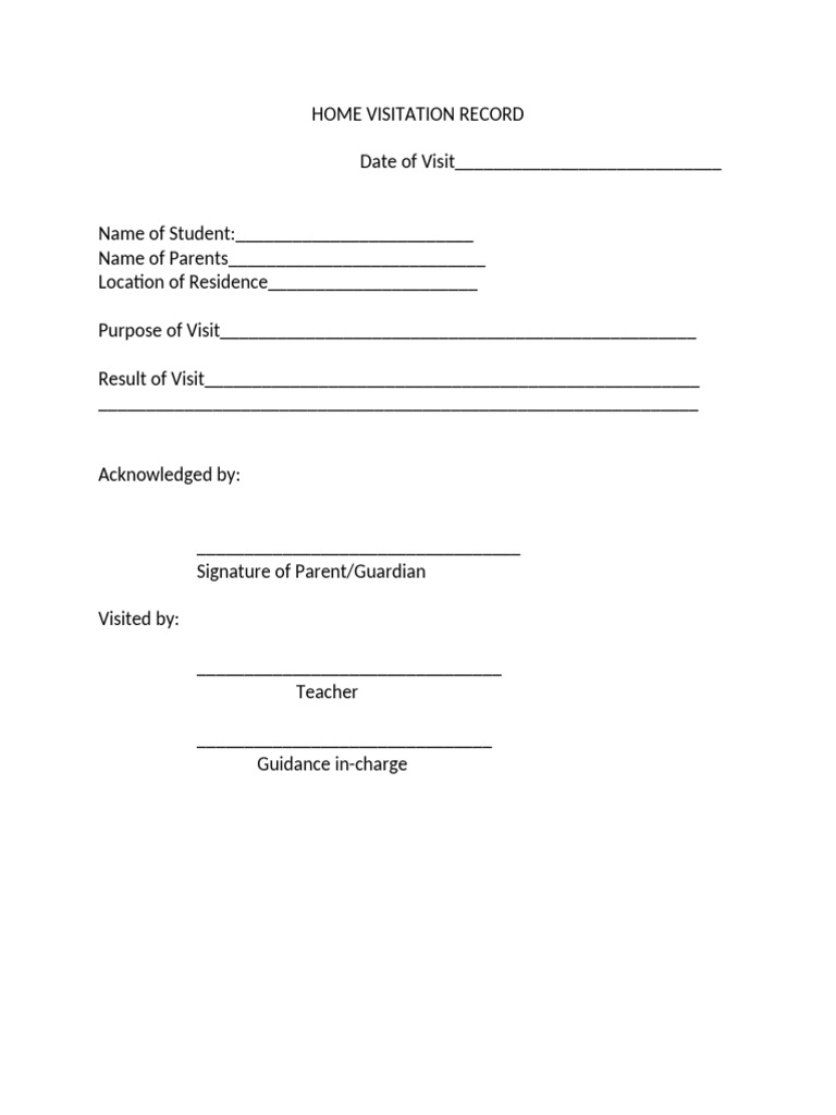 Home Visitation Record | PDF | Career & Growth