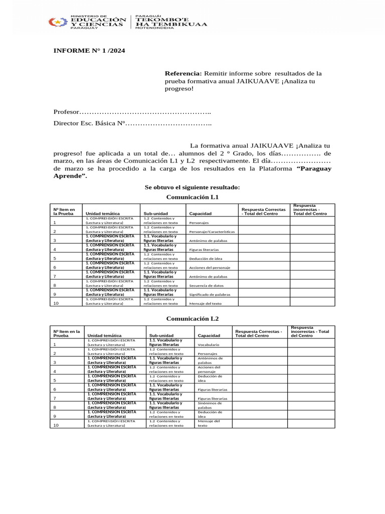 Informe Diagnostica 2024-Lauri | PDF | Comunicación humana | Cognición