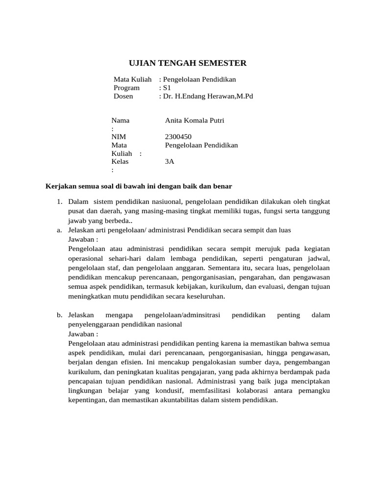 Pengelolaan Pendidikan Efektif S1 | PDF