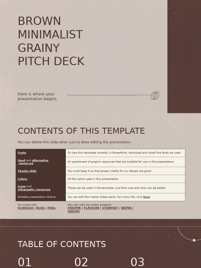 Brown Minimalist Grainy Pitch Deck by Slidesgo | PDF | Market ...
