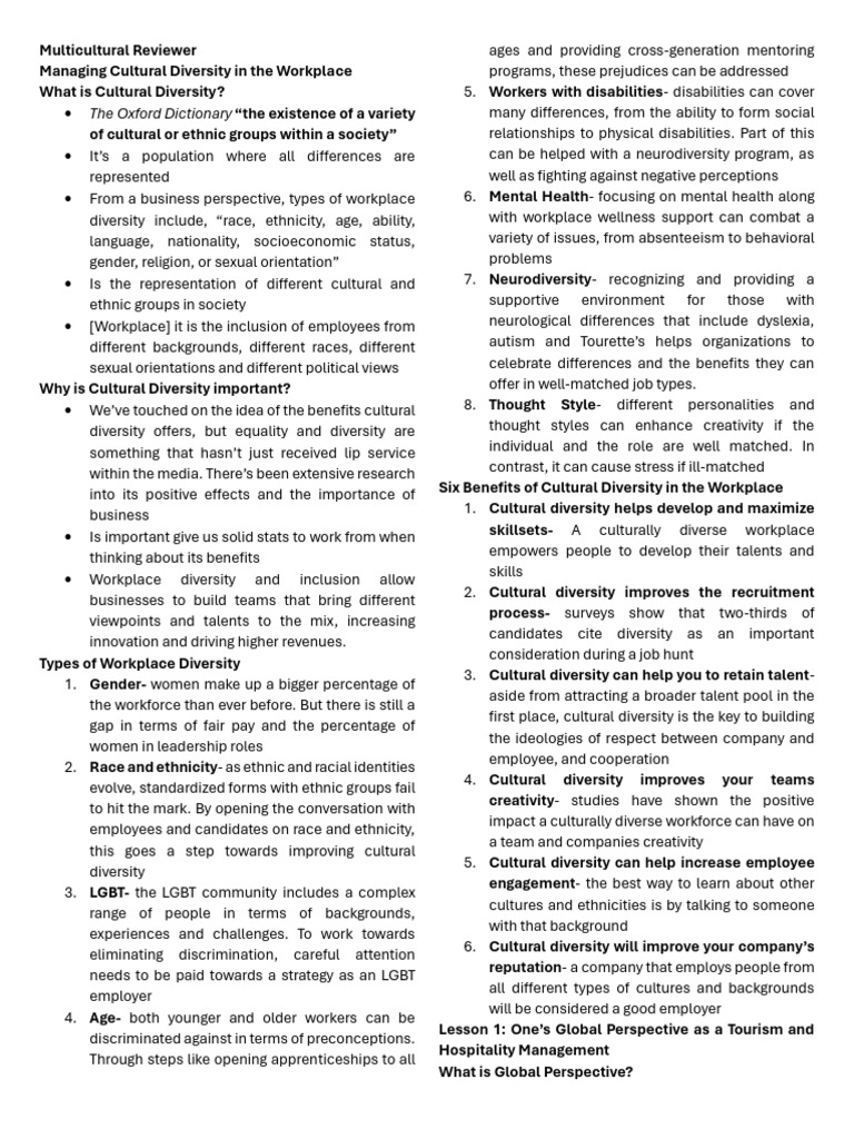 Multicultural Reviewer | PDF | Diversity (Business) | Organizational ...
