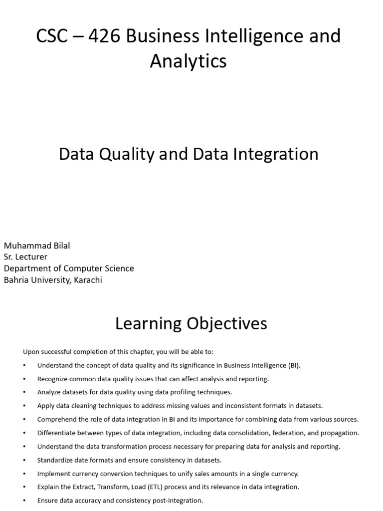 Lect 6 | PDF | Data Analysis | Data Quality