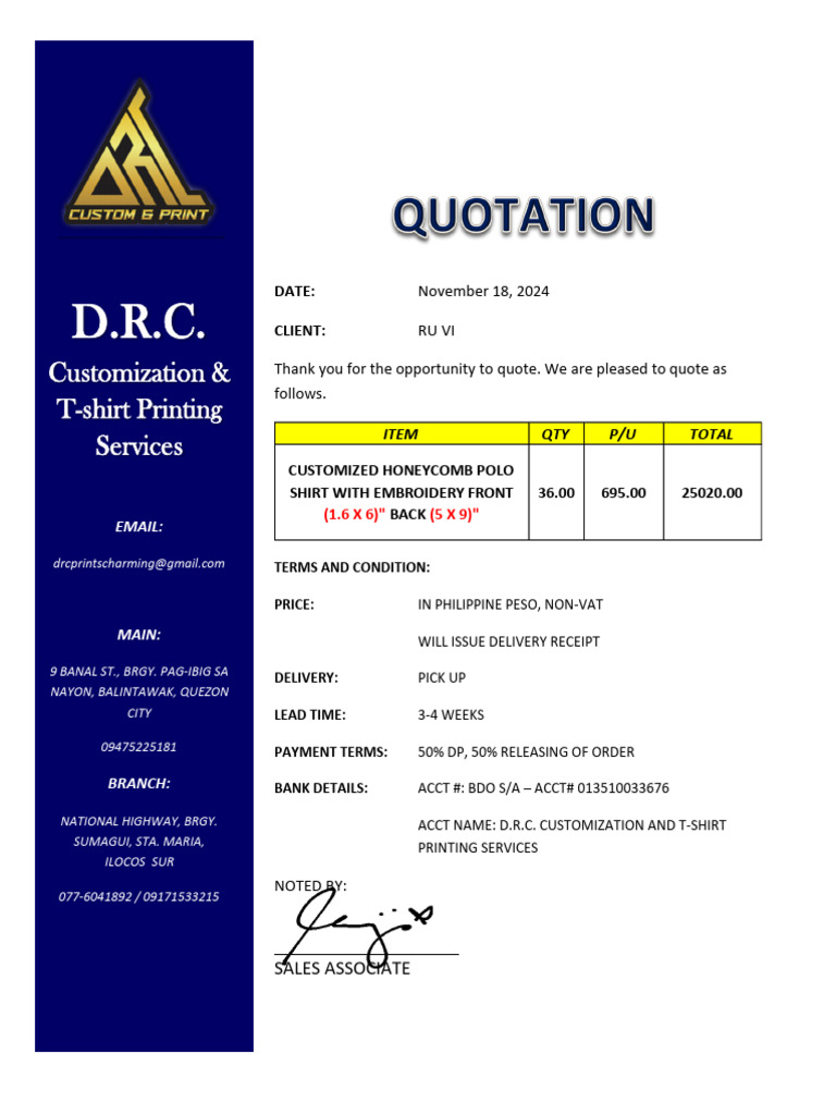 DRC Custom Print | PDF