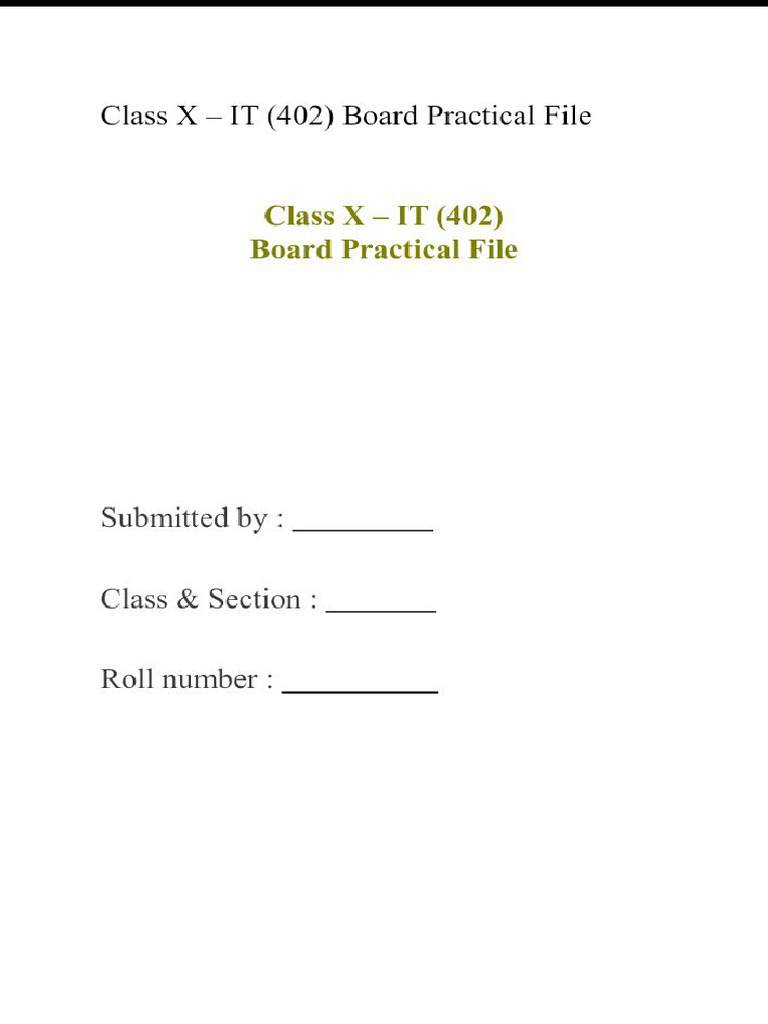 Class 10th IT Practical File PDF ? | PDF