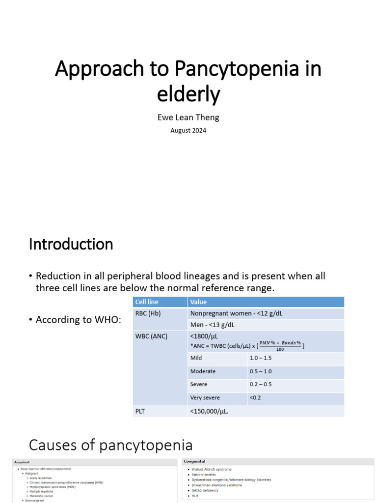 Approach To Pancytopenia in Elderly | PDF | Causes Of Death | Cancer