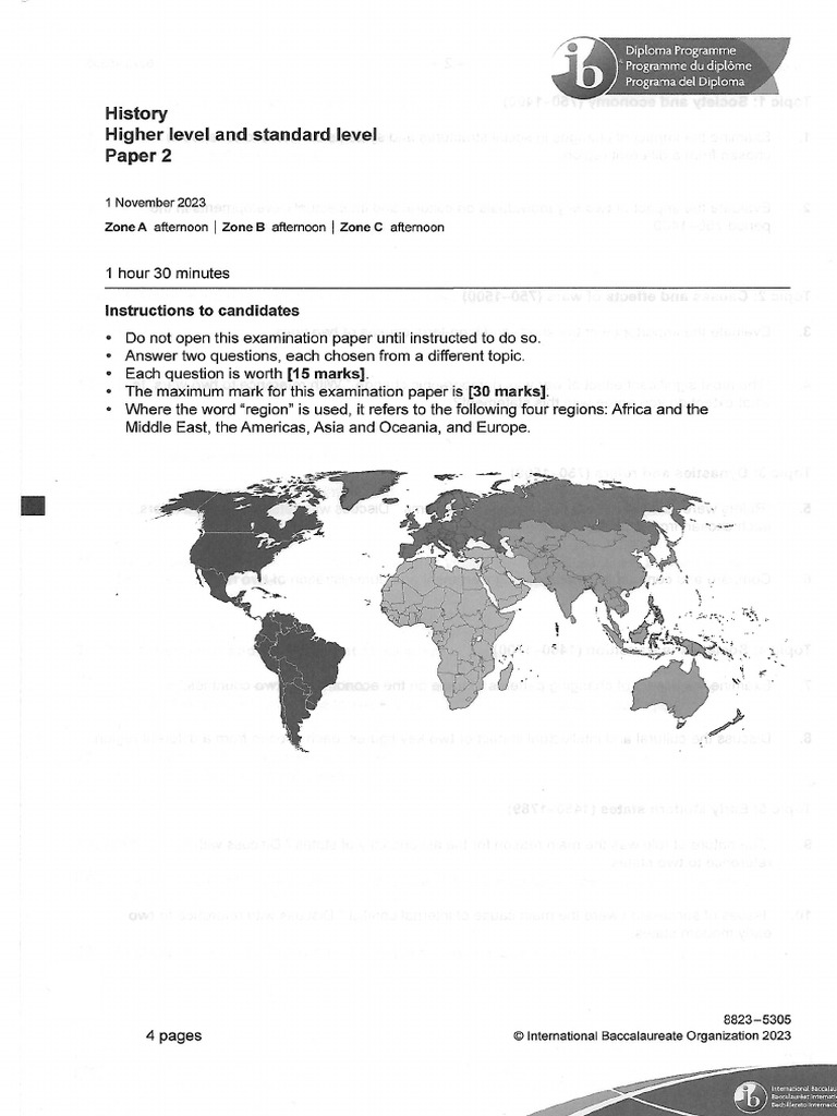 History Paper 2 HLSL | PDF