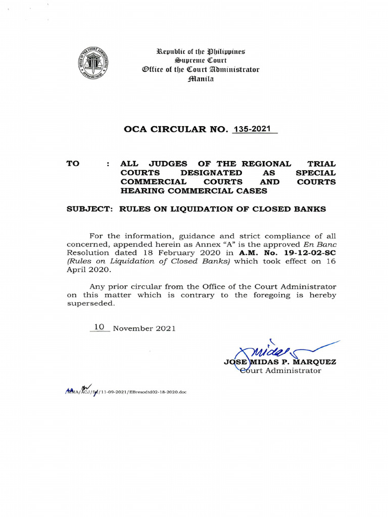 OCA-Circular-No.-135-2021 | PDF | Government | Constitutional Law