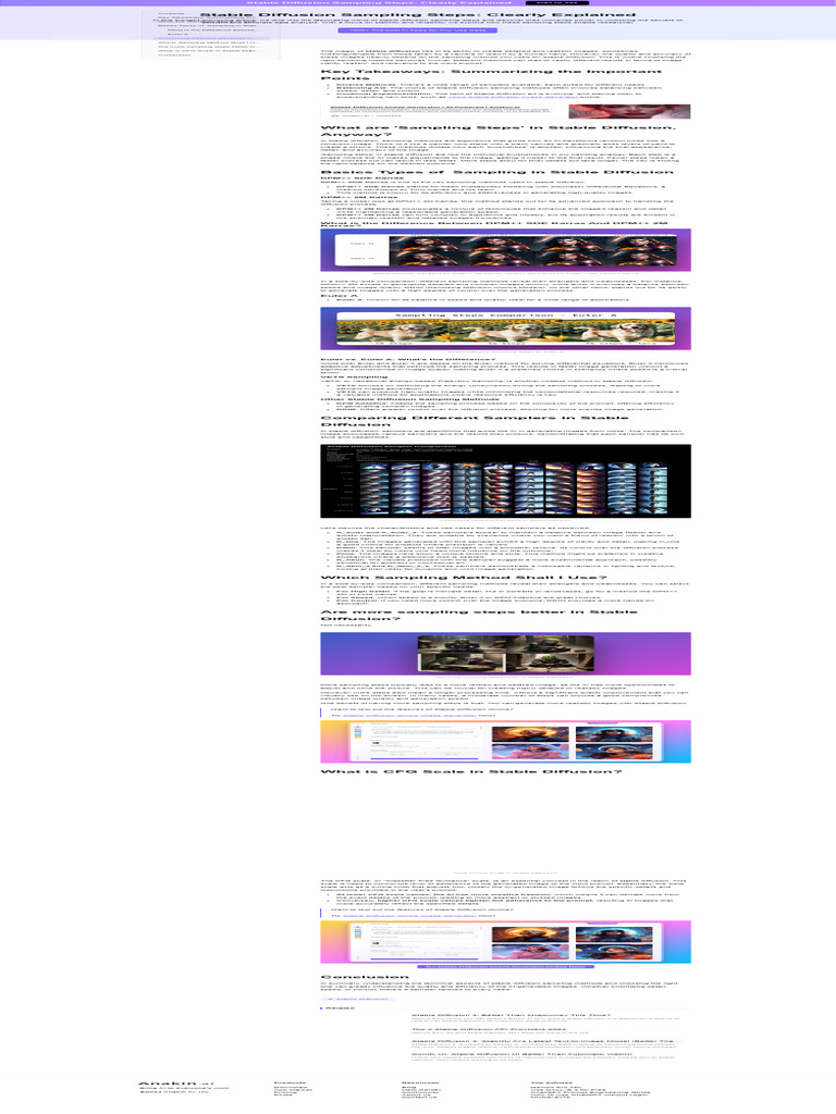 Stable Diffusion Sampling Guide | PDF | Artificial Intelligence | Intelligence (AI) & Semantics