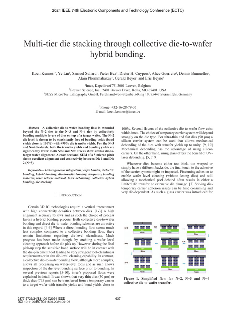 Multi Tier Die Stacking Through Collective Die To Wafer Hybrid ...