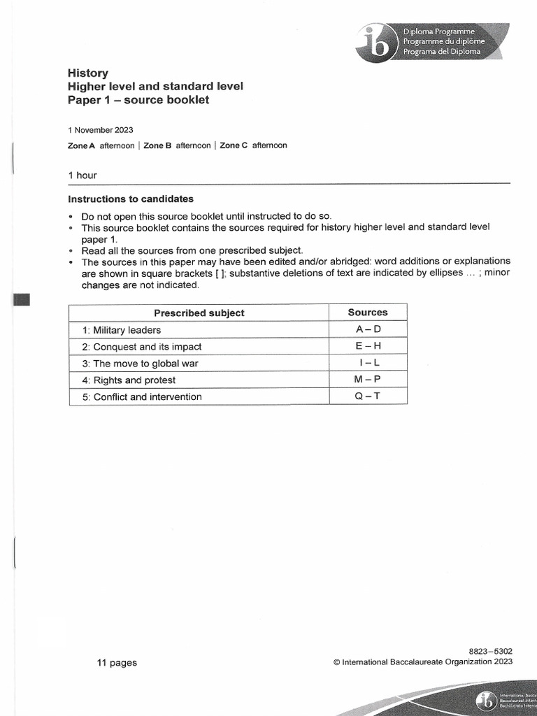 History Paper 1 Text Booklet HLSL | PDF History Paper 1 Text Booklet HLSL | PDF
