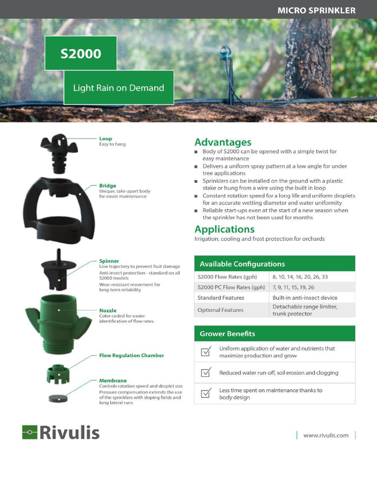 Rivulis S2000 English Metric 2020 Web | PDF