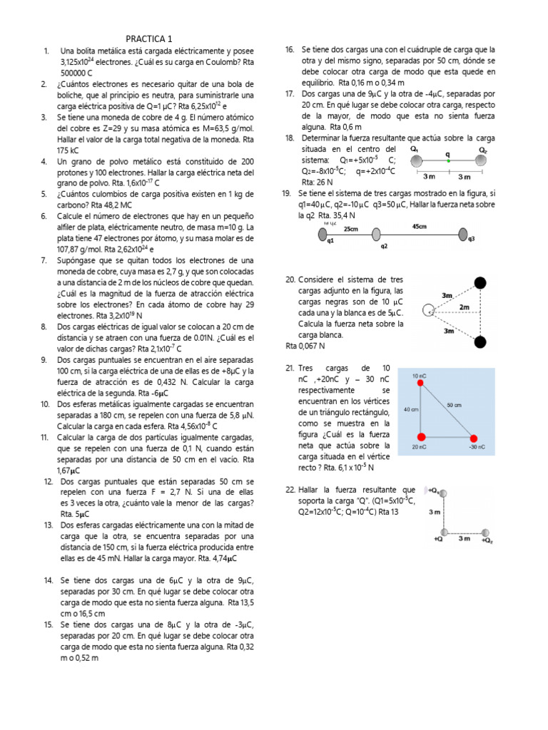 PRACTICA 1 Fuerza Electrica 2024 | PDF | Electrón | Carga eléctrica