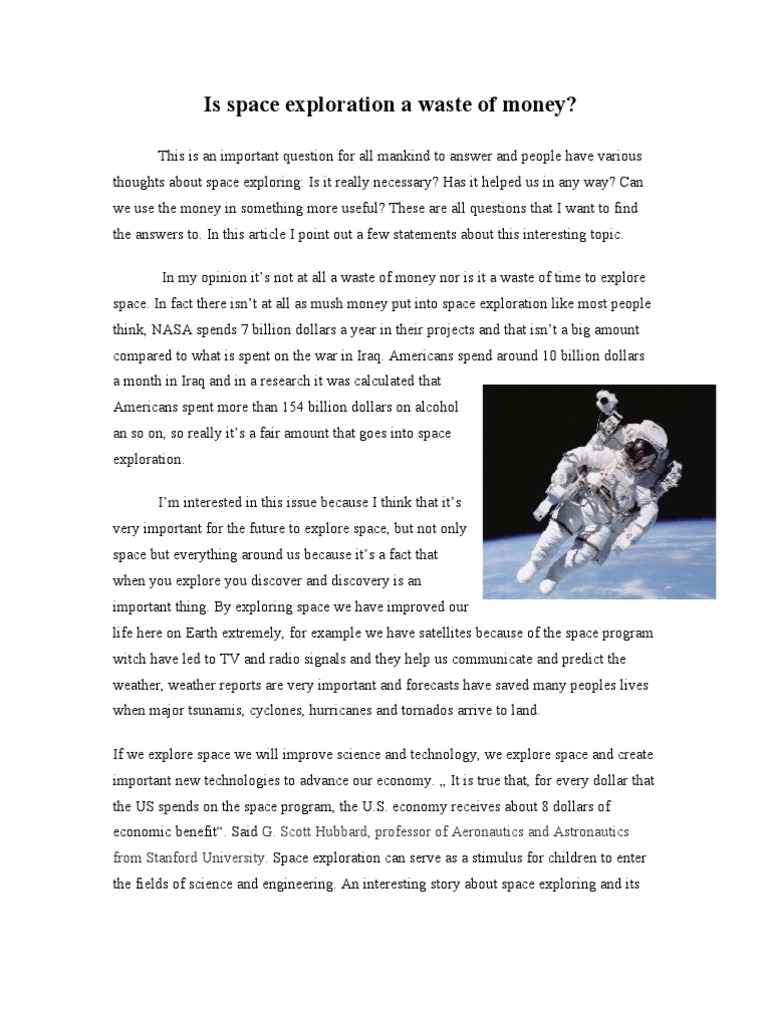 Space Exploration A Waste of Money | PDF | Space Exploration | Weather ...