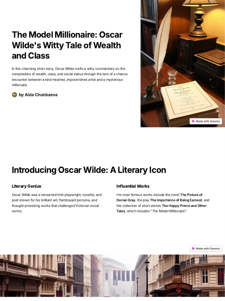The Model Millionaire Oscar Wildes Witty Tale of Wealth and Class | PDF ...