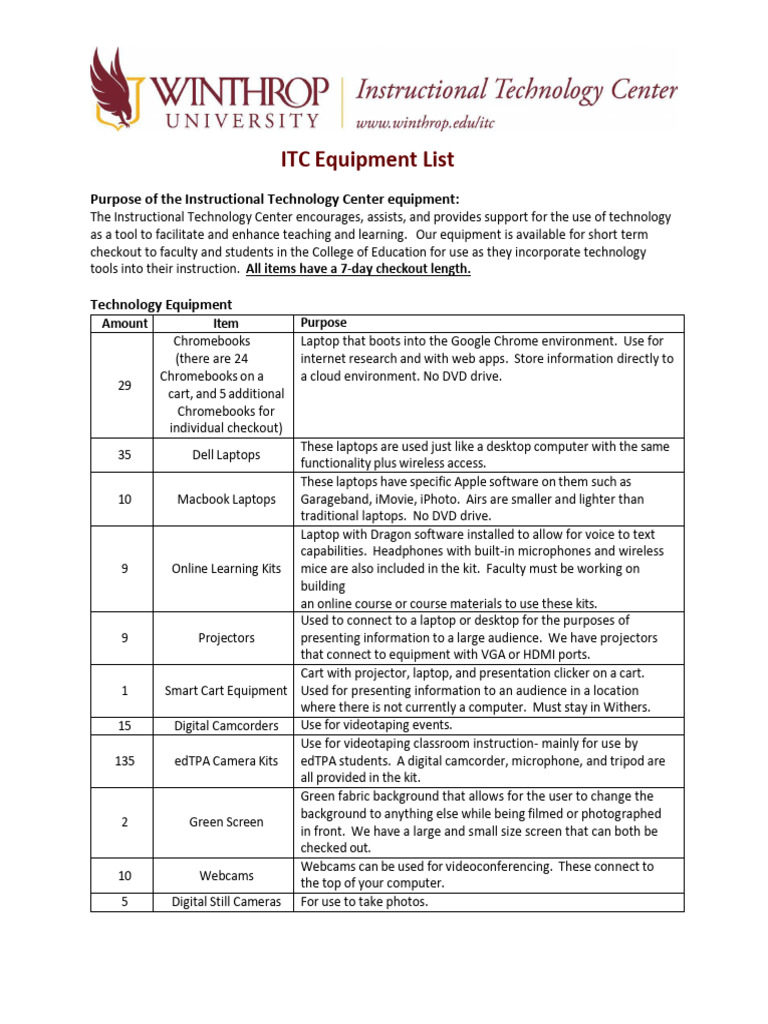 ITCEquipment List | PDF | I Pad | Laptop