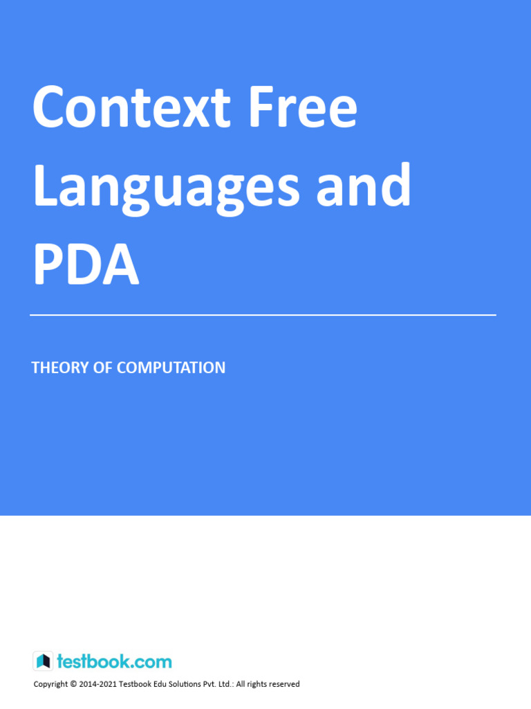 Theory of Computation - Context Free Languages and PDA - English - 1630314636 | PDF | Automata ...