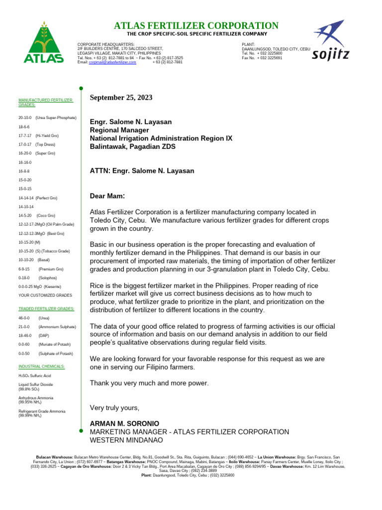 Letter To NIA Provincial Offices | PDF | Ammonia | Fertilizer