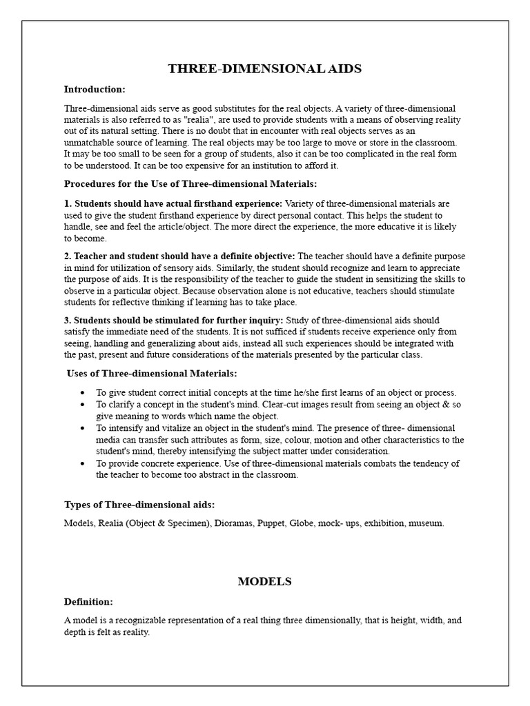 Three-Dimensional Aids in Education | PDF | Puppets | Puppetry