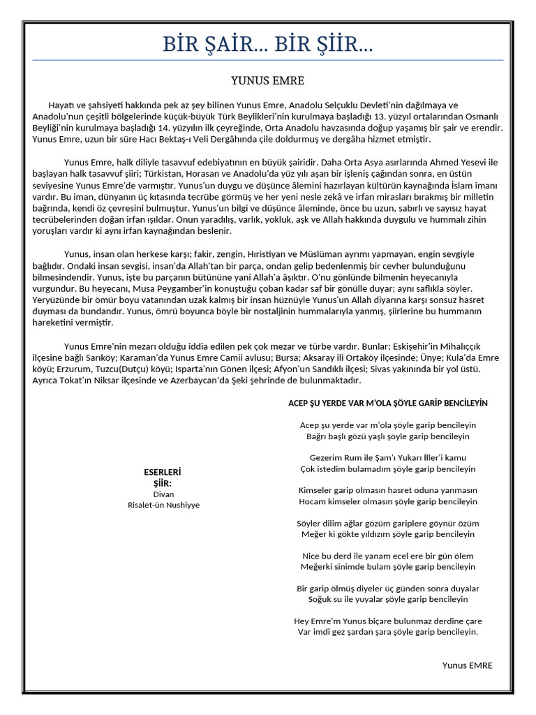 Yunus EMRE | PDF