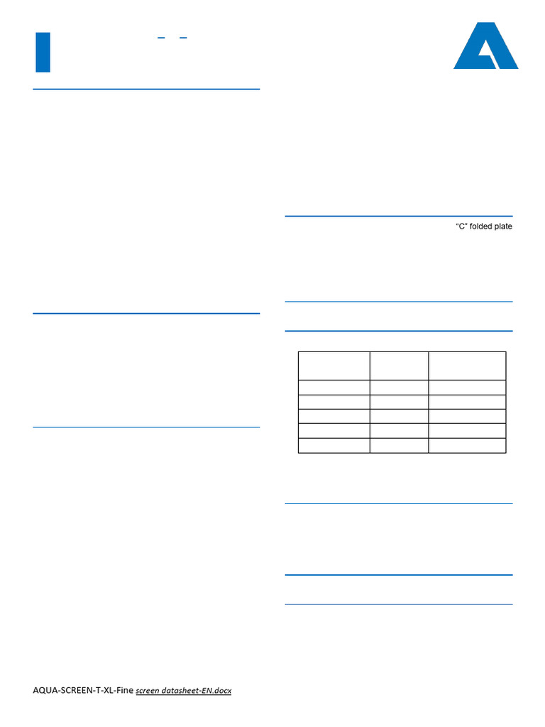 AQUA-SCREEN T XL Fine Screen Overview | PDF