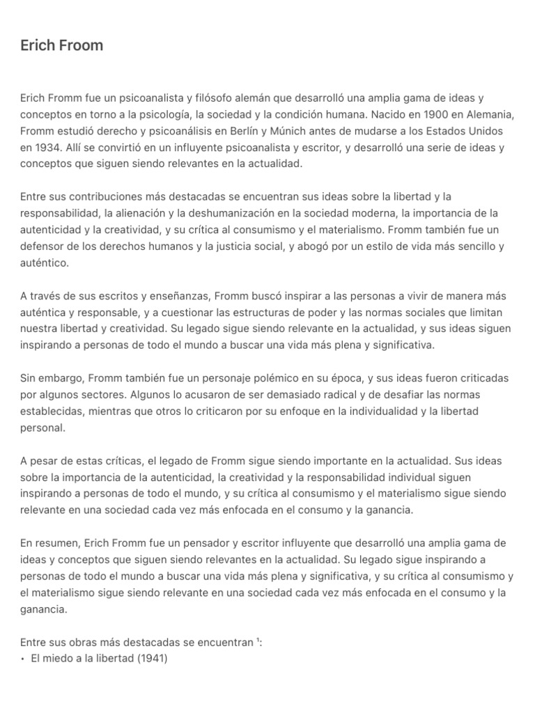 Erich Froom.. | PDF | Erich Fromm | Sicología