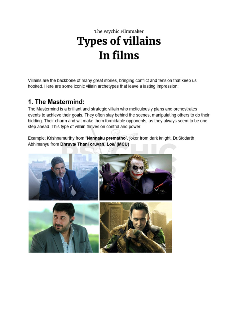 Types of Villains in Films | PDF
