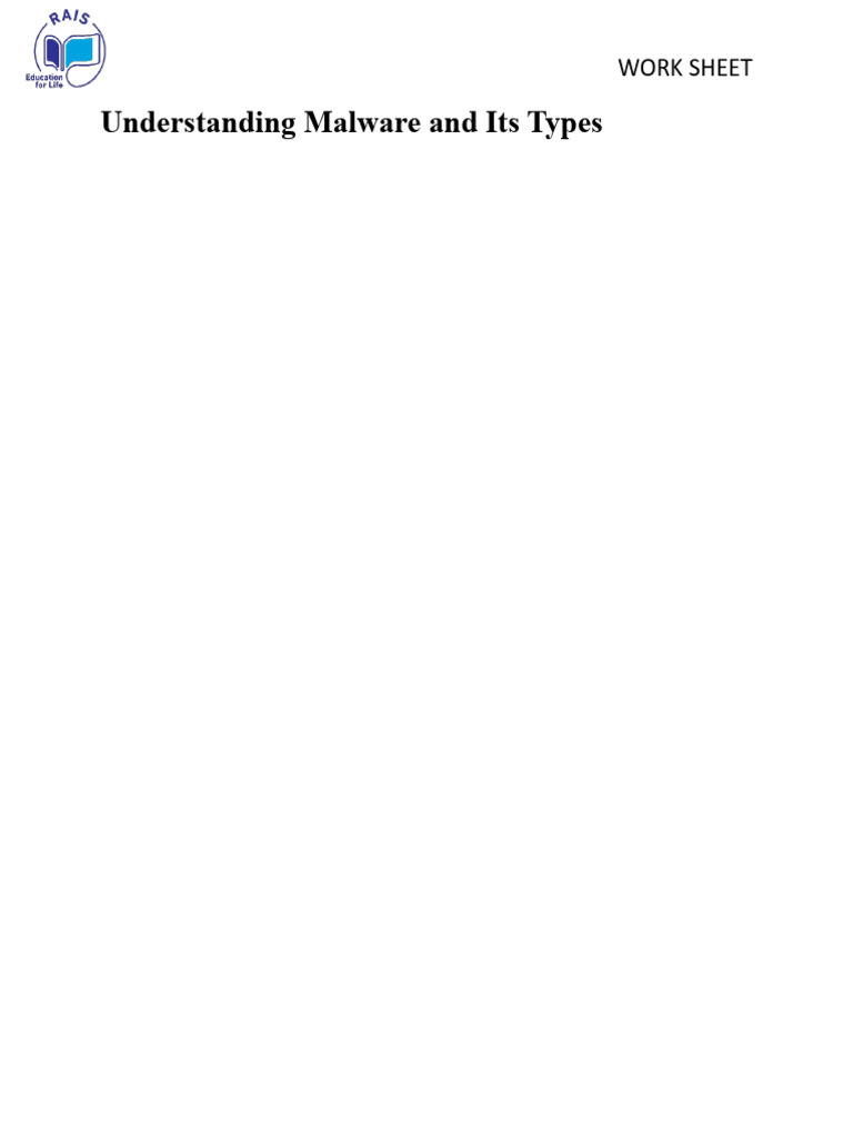 Understanding Malware and Its Types Worksheet | PDF | Malware | Computer Virus