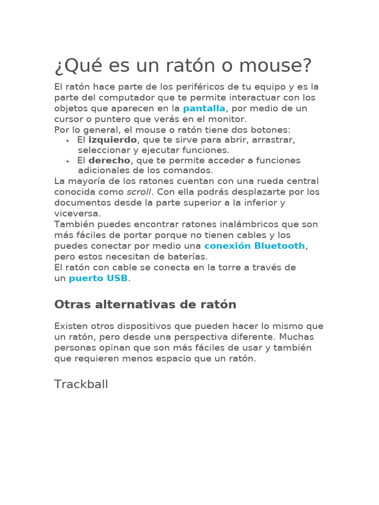 ¿Qué es un ratón o mouse? | PDF