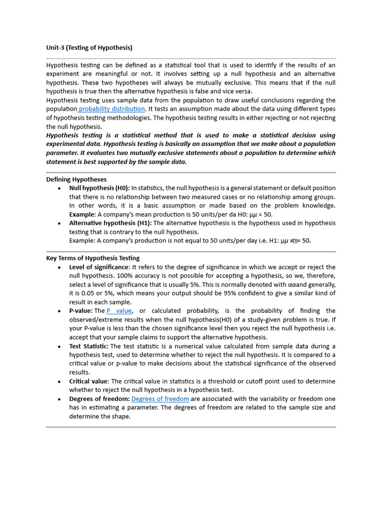 Understanding Hypothesis Testing | PDF | P Value | Statistical Significance