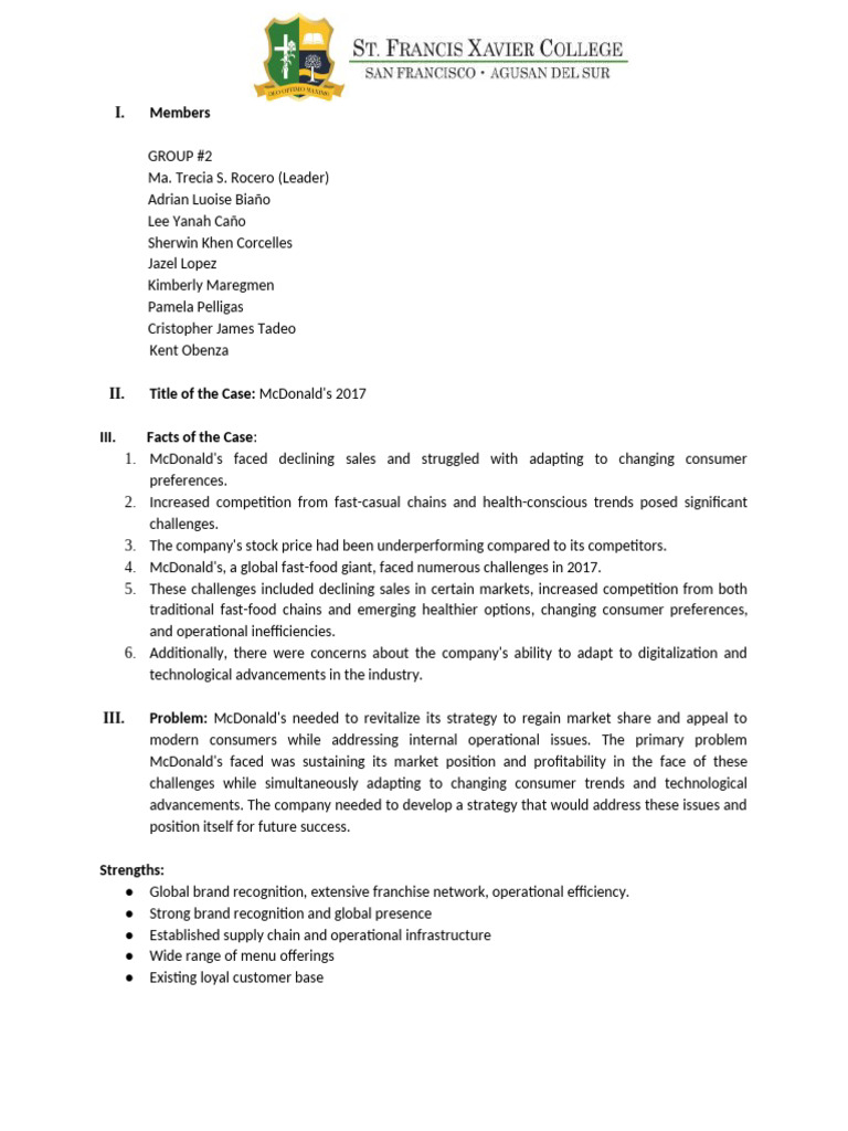 case-study-final | PDF | Mc Donald's | Fast Food