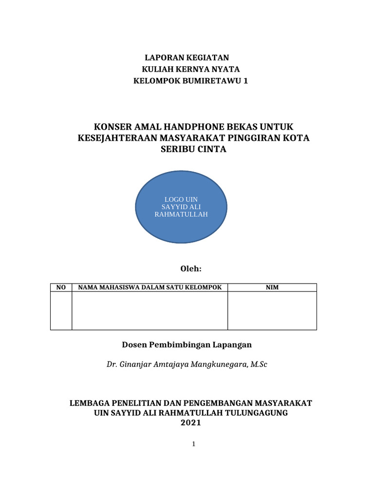00format Laporan Kegiatan KKN 2022 Gelombang 1 | PDF | Karier & Perkembangan
