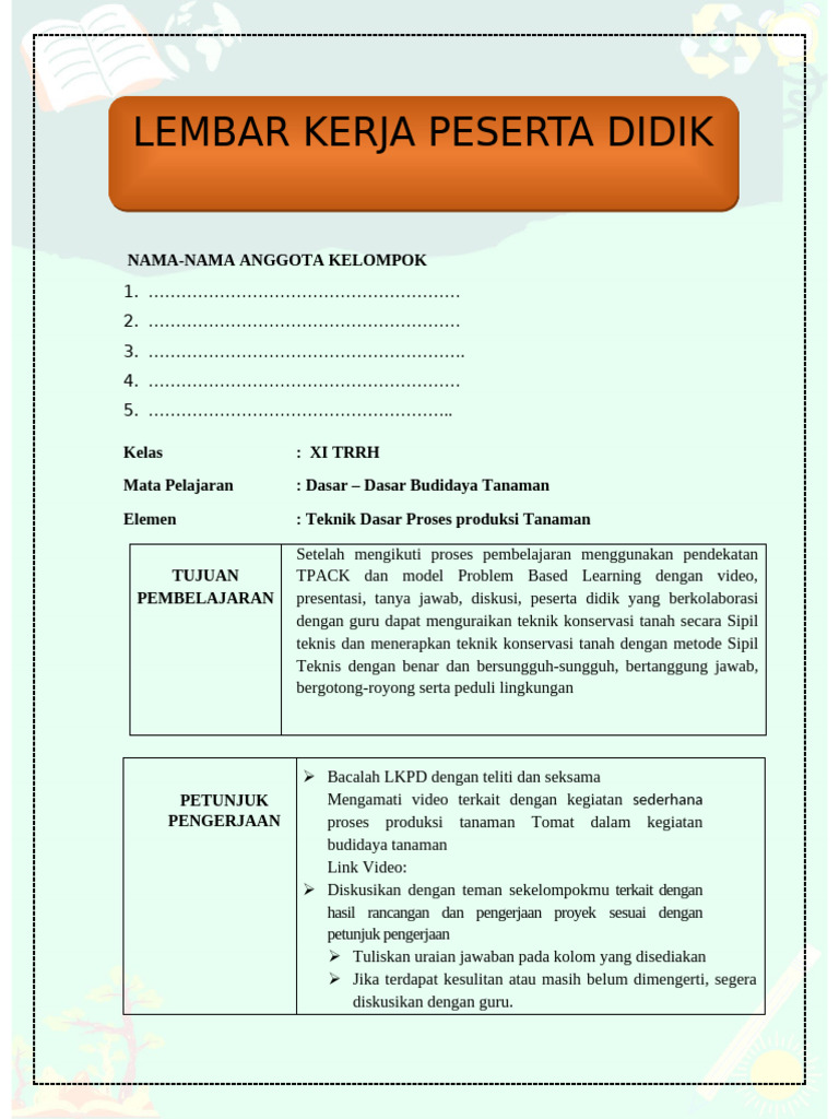 LEMBAR KERJA PESERTA DIDIK | PDF