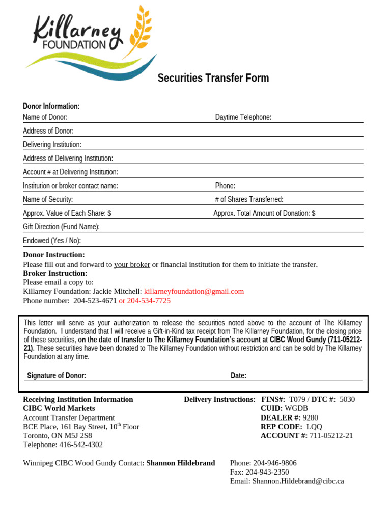 2024 Securities Transfer Form | PDF