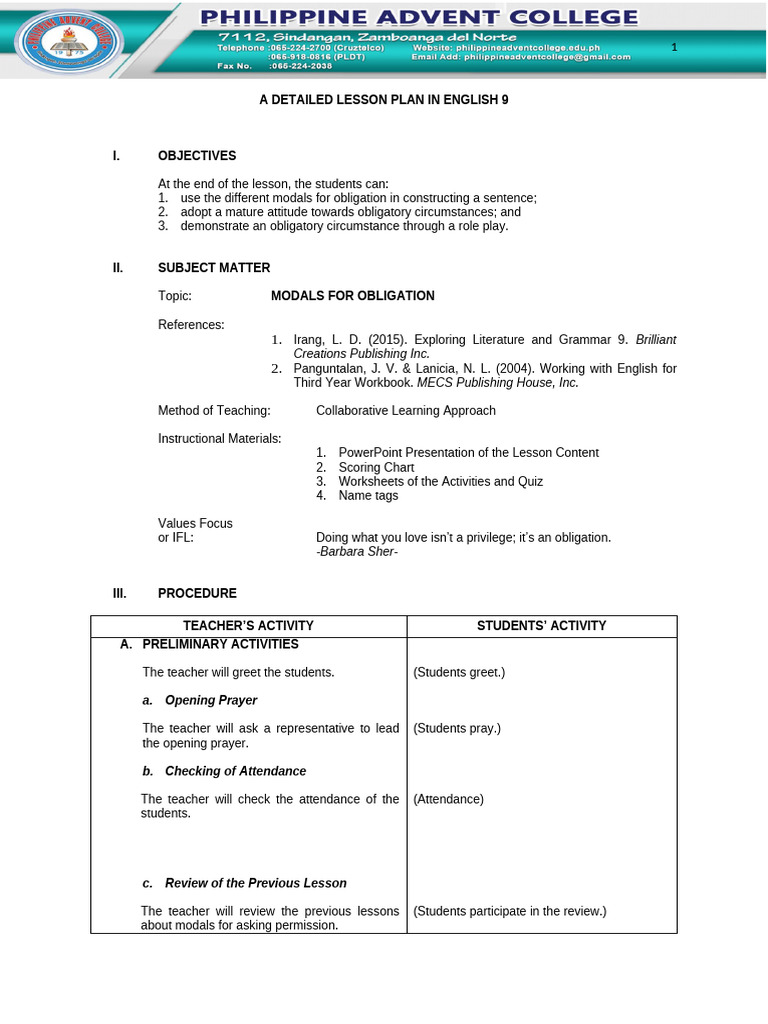 A-DETAILED-LESSON-PLAN-IN-ENGLISH-9.edited | PDF | Lesson Plan | Teachers