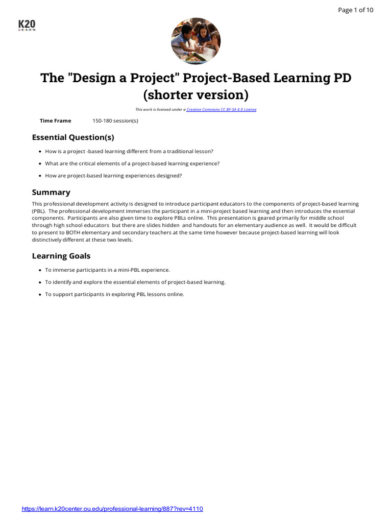 Project-Based Learning PD for Educators | PDF | Project Based Learning ...