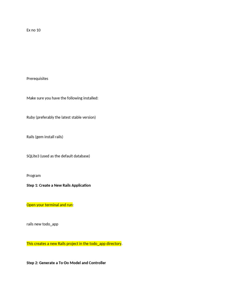 Ex No 10 Pdf Ruby On Rails Information Technology