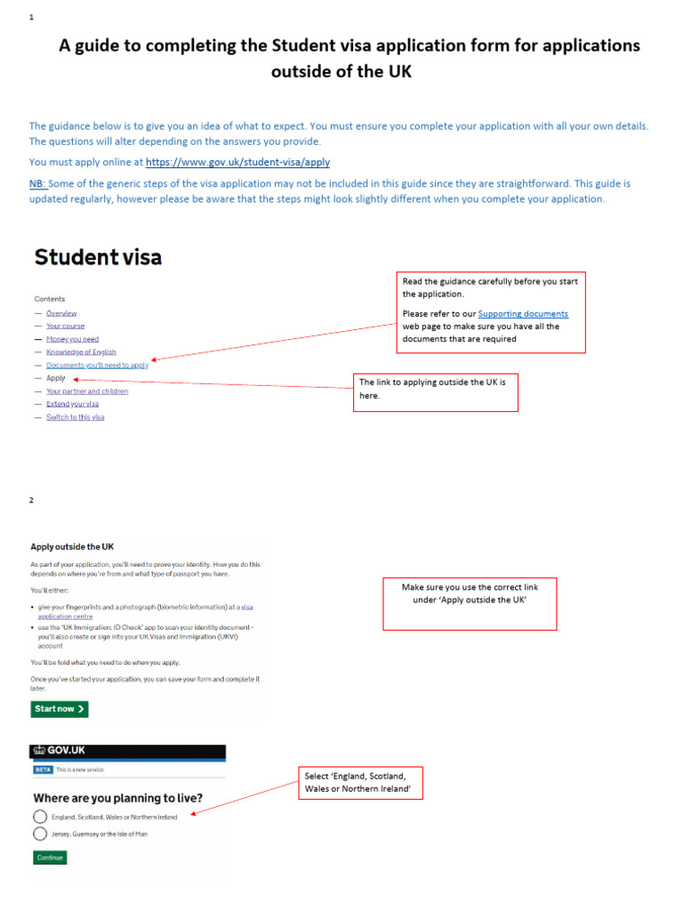 Outside The UK Guide July 2023study Visa Uk | PDF | Identity Document | Travel Visa