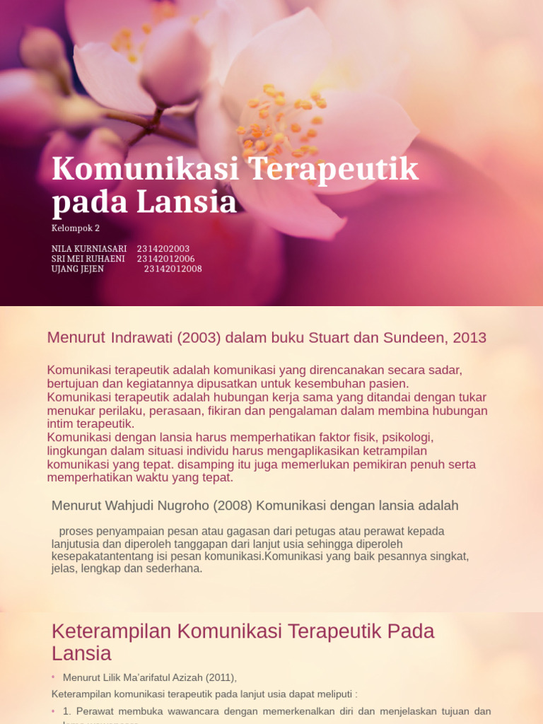 Komunikasi Terapeutik Pada Lansia | PDF | Karier & Perkembangan | Pengembangan Diri