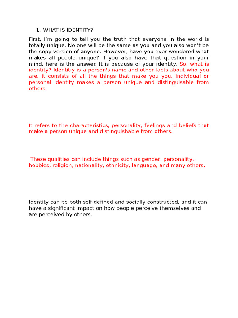 What Is Identity | PDF | Self-Improvement
