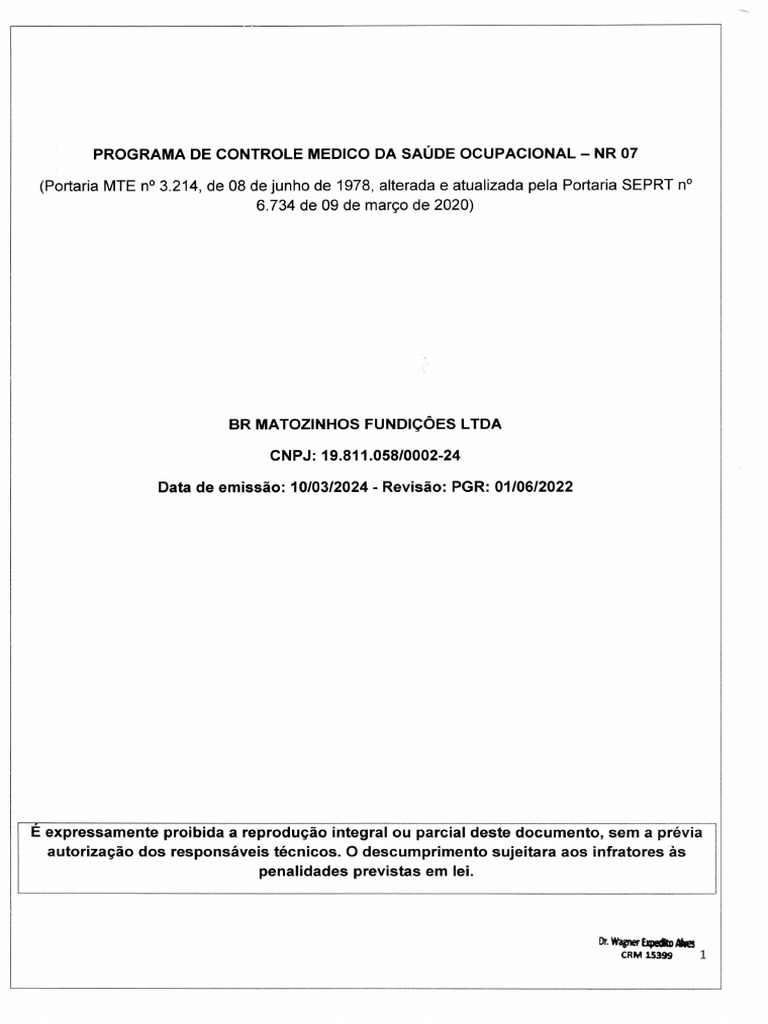Pcmso 2024 Atualizado. | PDF