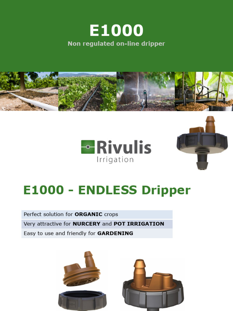 E1000 Openable Dripper Rivulis Plastro Presentaion | PDF
