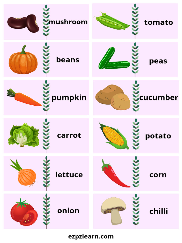 Vegetables Dominoes Game Words PDF | PDF