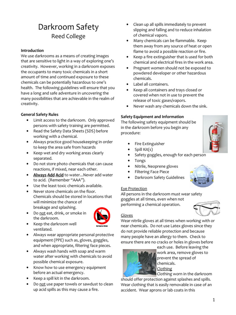 Darkroom Safety Info Sheet | PDF | Hazards | Waste