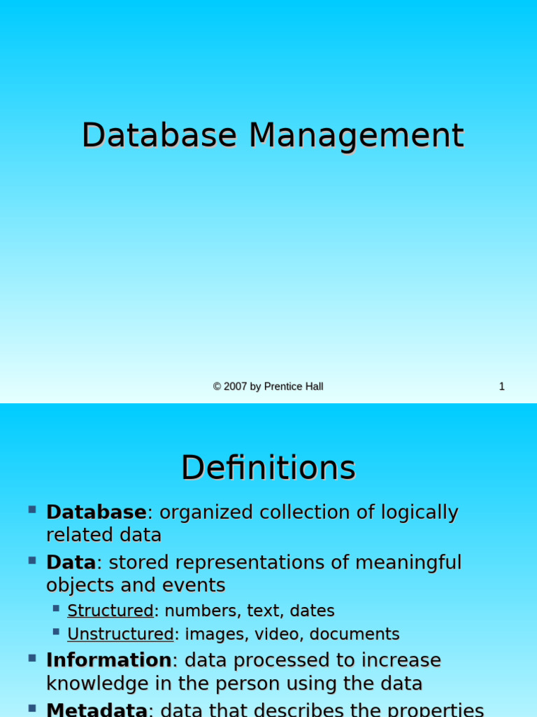 DBMS Lectures for Business Analytics | PDF | Databases | Data