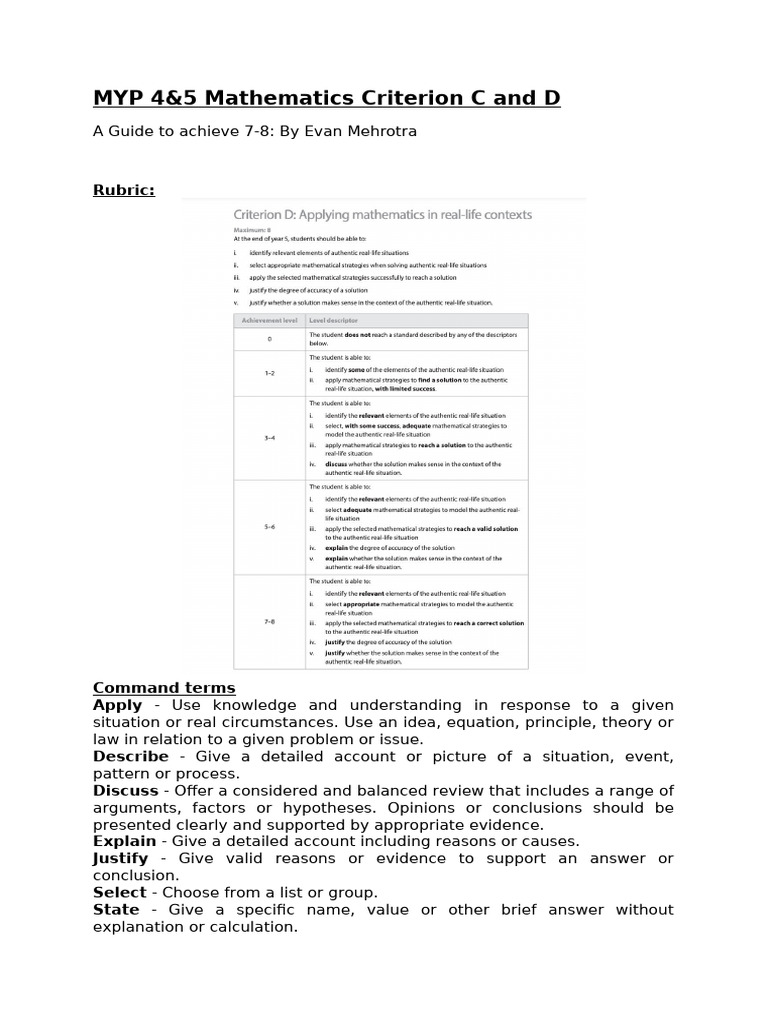 Mathematics Criterion C&D Guide | PDF | Mathematics | Accuracy And ...